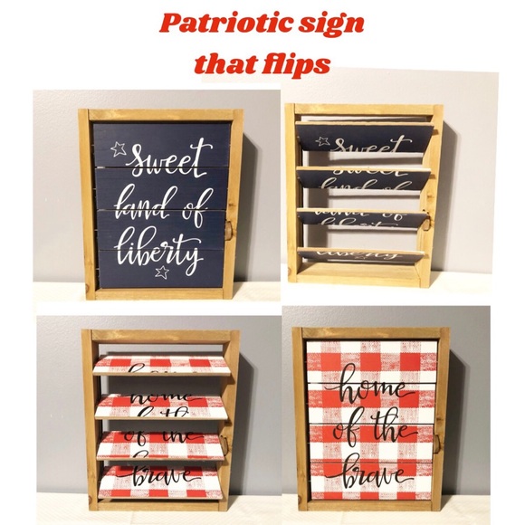 Holiday | 12 X 9 Wooden Patriotic Sign That Flip | Poshmark